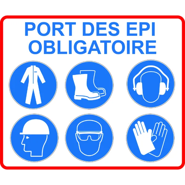 Panneau Port des EPI obligatoire avec pictos – Pictogramme EPI